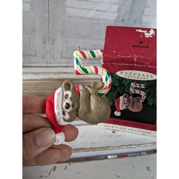 Hallmark | Holiday | Hallmark Childs Fifth Xmas 993 Ornament Sloth Xm ...